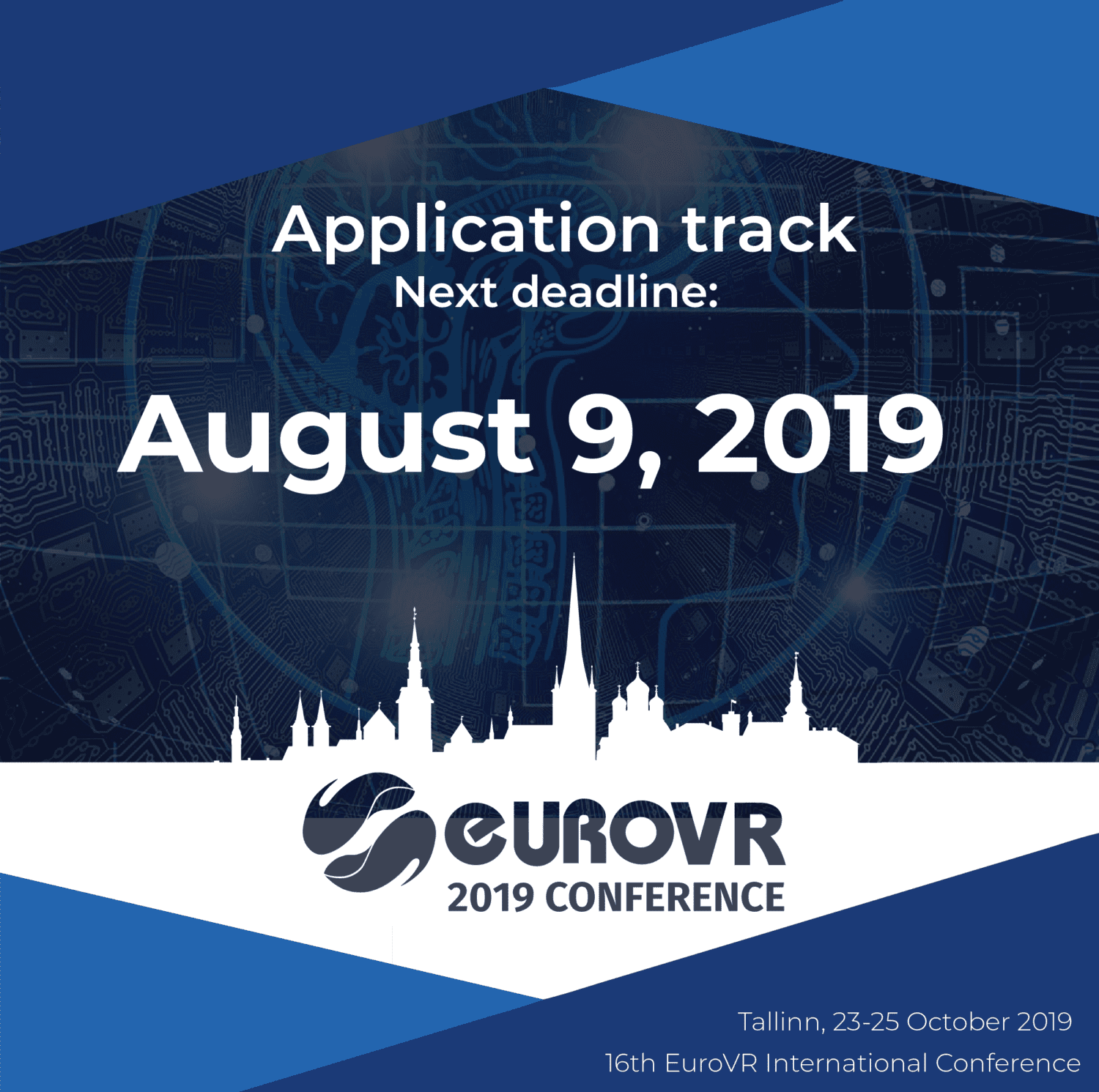 EuroVR 2019: August 9 - deadline application track | EuroXR