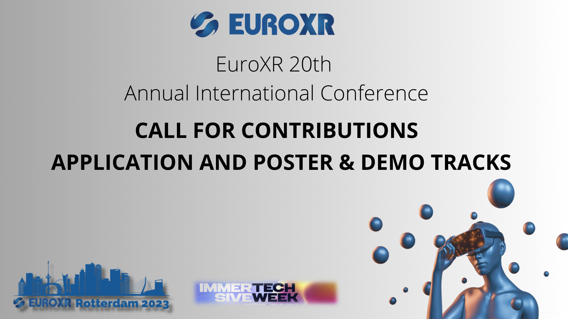 Call for Abstract APPLICATION AND POSTER & DEMO TRACKS | EuroXR